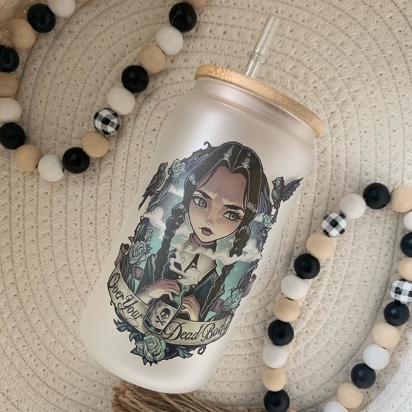 Dining | Wednesday Addams 16 Oz Libby Frosted Glass Cup | Poshmark